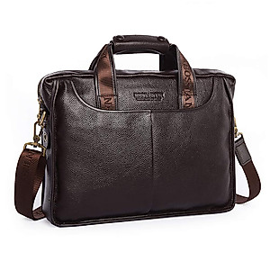 BOSTANTEN Leather Briefcase Handbag Messenger Business Bags for Men Brown