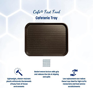 CFS Cafe Plastic Fast Food Tray, 14" x 18", Chocolate
