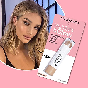 MCoBeauty Highlight and Glow Stick - Luminous Cream Balm Highlighter Stick - Illuminating Cheek Contour With Dewy Finish - Formulated With Ultra Fine, Light Reflecting Particles - Champagne - 0.35 Oz