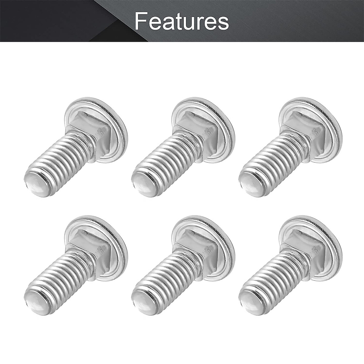 MroMax 40PCS M6x16mm Carriage Bolts Screws Half Round Head Square Neck Carriage Bolts Fully Threaded Bolt Fasteners 304 Stainless Steel Neck Carriage Bolt Silver Tone