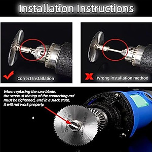 6 Pcs Rotary Drill Saw Blades with 1/8" Shank Extension Rod, Steel Saw Disc Wheel Cutting Blades for Wood Plastic Metal Stone Cutting