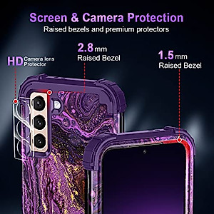 Miqala for Galaxy S21 5G Case with 2 Camera Lens Protector,Glow in The Dark Three Layer Shockproof Heavy Duty Full Body Protective Case for Samsung Galaxy S21 5G,Deep Purple