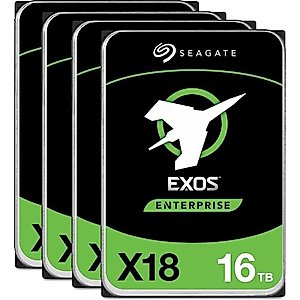 Seagate Exos X18 16TB SATA 6Gb/s 7200RPM 3.5" Enterprise 4-Pack HDD - ST16000NM000J (Renewed)