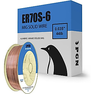 PGN Solid MIG Welding Wire - ER70S-6-0.035 Inch, 44 Pound Spool - Mild Steel MIG Wire with Low Splatter and High Levels of Deoxidizers - For All Position Gas Welding