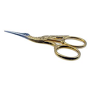 Ultima 3-1/2-Inch Forged, Gold-Plated, Stork Embroidery & Sewing Scissors