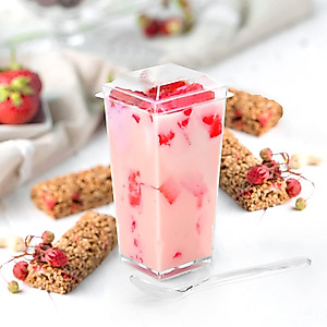 EASERCY 100 Pack 3 oz Mini Dessert Cups with Lids and Spoons Clear Dessert Shooter Cups with Spoons Parfait Cups with Lids Appetizer Cups for Party Small Plastic Dessert Cups for Pudding and Fruit