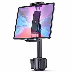 Car Cup Holder Tablet Mount, AHK Universal Tablet & Smartphone Car Cradle Holder for iPad Pro/Air/Mini, Kindle,Tablets Nintendo Switch Smartphones, Compatible with 4.7" to 12.9" Devices