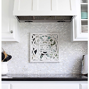 Art3d 10-Piece Mother of Pearl Shell Mosaic Backsplash Tile for Kitchen, Bathroom Walls, Spa Tile, Pool Tile, 12" x 12" White