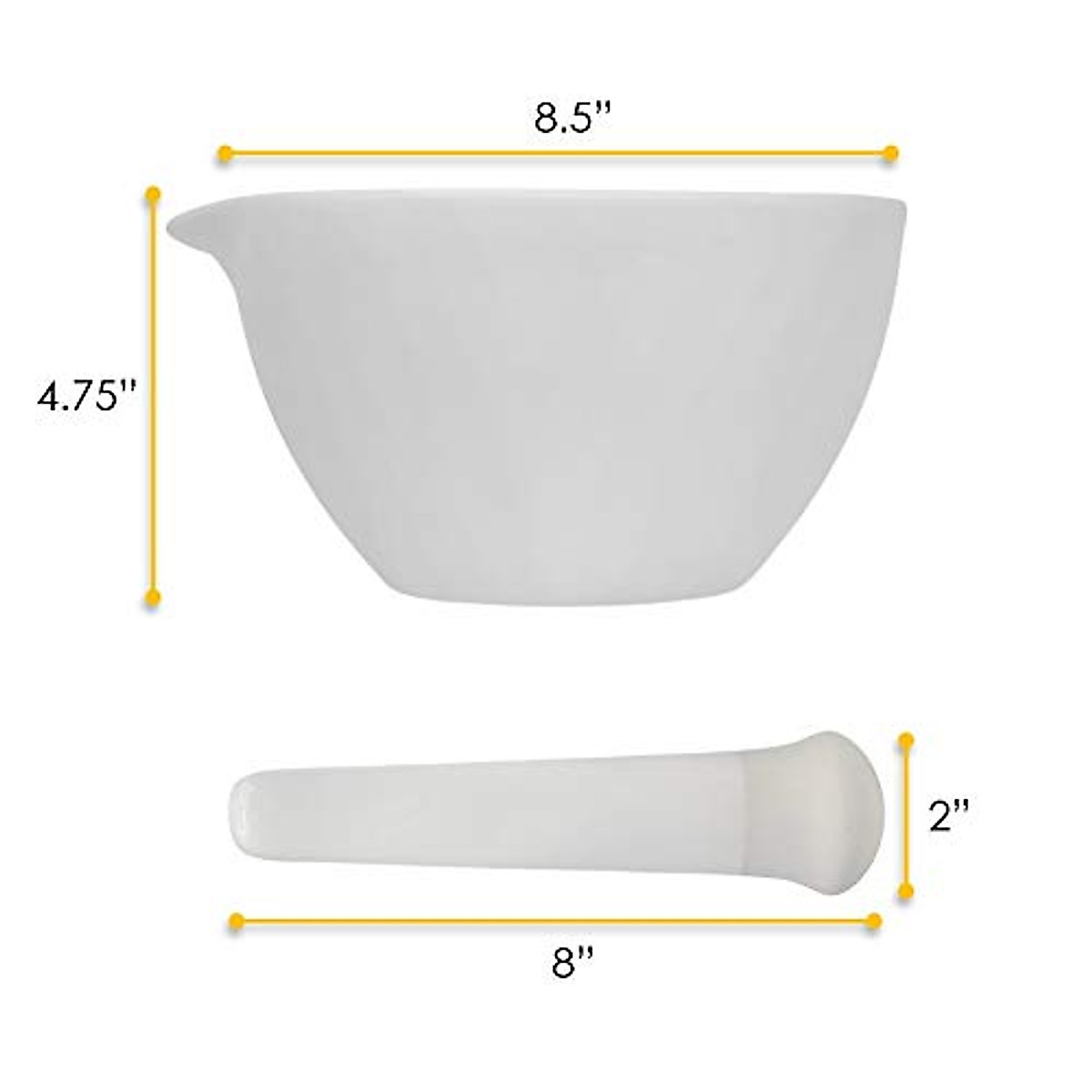 EISCO Porcelain Mortar & Pestle Set, 50oz (1500ml) - Unglazed Grinding Surface - Excellent for Kitchen or Laboratory - Grinds Powdered Chemicals, Herbs & Spices - Pill Crusher - White Labs