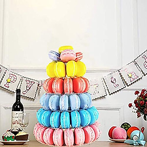 6 Tiers Round Macaron Tower Stand Cake Display Rack Cupcake Stand Desserts Display for Wedding Birthday Decor