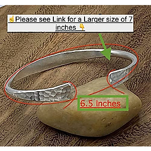 Hammered Sterling Silver Handmade Cuff Bracelet, Minimalist Simple Shiny Silver 1/4 inch Wide, 6 1/2 long, Thick and Solid, Gift for Her