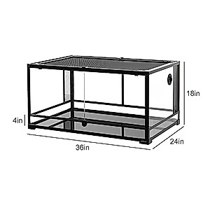 REPTI ZOO Newly 67 Gallon Reptile Glass Terrarium, 2 in 1 Use 36" x 24" x 18" Knock-Down Reptile Habitat Tank with Double Hinge Door & Screen Ventilation Large Reptile Terrarium
