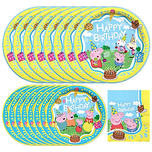 Treasures Gifted Officially Licensed Peppa Pig Birthday Party Supplies - Serves 24 Guests - Dinnerware Starter Set - Peppa Pig Party Supplies Including Peppa Pig Plates & Peppa Pig Napkins