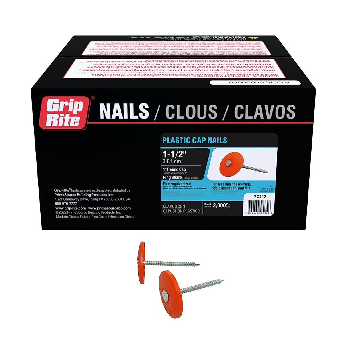 Grip-Rite GC112 1-1/2-Inch Round Plastic 2,000 Count