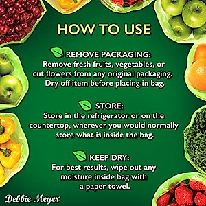 Debbie Meyer GreenBags 20-Pack (8M, 8L, 4XL) – Keeps Fruits, Vegetables, and Cut Flowers, Fresh Longer, Reusable, BPA Free, Made in USA
