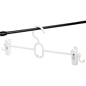 Tosnail 20 Pack Plastic Pants Skirt Hangers with Clips and Stackable and Strap Hooks, Cascading Hangers Space Saving Hanger for Closet or Laundry Use - White