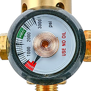 YaeTek Balloon Inflator Dual Mylar and Helium Latex Balloon Filler Valve Fits CGA-580 Tank Air Flow Inflator Regulator 0-3000 PSI (With Auto Foil Balloon Shut Off Valve) Pkg/1