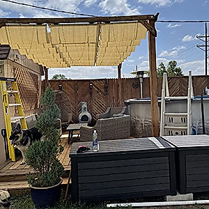 Pergola Shade Cover Wave Sail, Retractable Patio Sunscreen Canopy Permeable Mesh Fabrics Cloth Uv Blocking for Terrace Deck Gazebo (Color : Beige, Size : 0.5x4m)