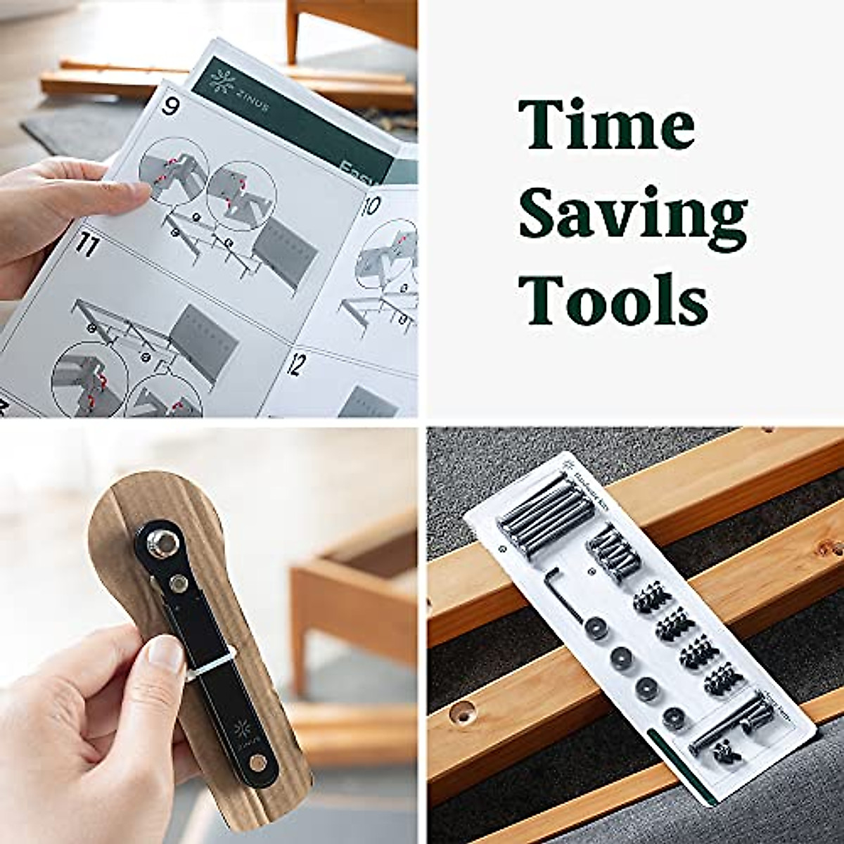 ZINUS Mory Metal Platform Bed Frame with Split Headboard / Wood Slat Support / No Box Spring Needed / Easy Assembly, Queen