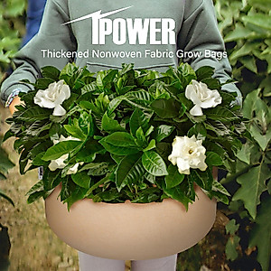 iPower 10-Pack 20 Gallon Aeration Grow Bags Thick Nonwoven Fabric Pots with Handles, for Fruits, Vegetables, and Flowers, Tan