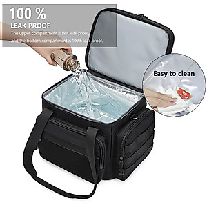 Gafetrey Large Tactical Lunch Box for Men, Insulated Lunch Bag Adult, Thermal Lunchbox Leakproof Waterproof Cooler Bag, Dual Compartment Lunch tote, Large Lunch Pail for Office Camping (Black) 24L