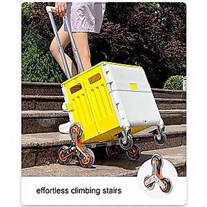 Shopping Trolley Cart, Outdoor Garden Trailer with Adjustable Handle, Portable for Groceries Teacher Crate Foldable Utility Cart with Lid and 8 Wheels Stair Climbing Collapsible Storage Cart