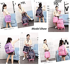 MITOWERMI Rolling Backpack for Girls Cute Trolley Bags Primary School Bookbags with Wheels Kids Carry-On Wheeled Backpack with Lunch Bag