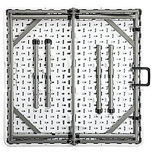 ALIMORDEN 2.85ft Square Bi-Folding Table, 34" Portable Plastic Dining Table, Event Commercial Table, Indoor&Outdoor Heavy Duty Trestle Table for Wedding, Party, BBQ, Garden, Patio, White Granite