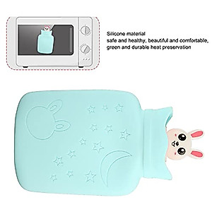 Silicone Hot Water Bottle, Beautiful Microwave Heating, Explosionproof, High Temperature Resistant, Hot Compress Hot Water Bottle (Blue)