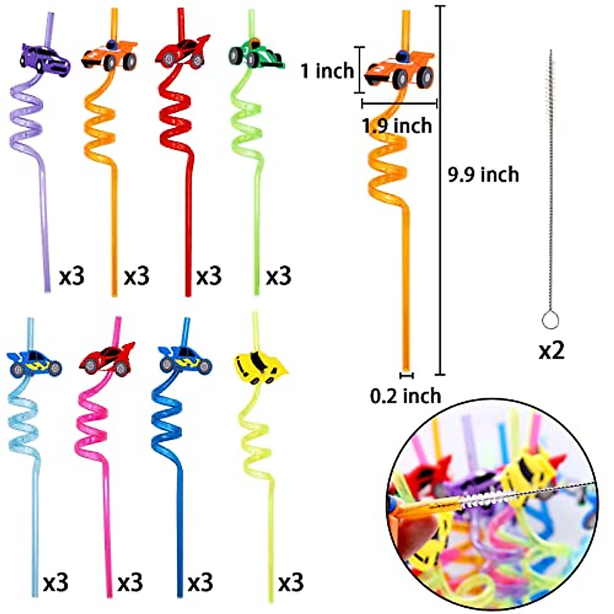 26 Packs Truck Drinking Straws For Car Themed Birthday Party Decor Supplies Reusable Straws For Truck Party Goodie Bags Gifts For Boy Kids Truck And Car Party Baby Shower Classroom Reward School Prize