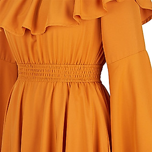 Parlsdy Renaissance Dress Women Pirate Peasant Dress Medieval Costume for Women Turmeric-L