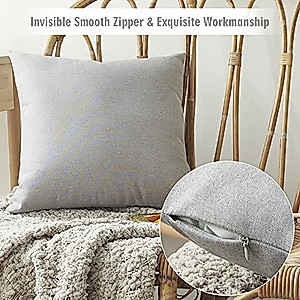 Pack of 4 Decorative Outdoor Waterproof Pillow Covers for Patio Tent Garden Balcony Farmhouse Sunbrella Outside Square Lumbar Pillow Cover Case 18*18 inch (Gray)