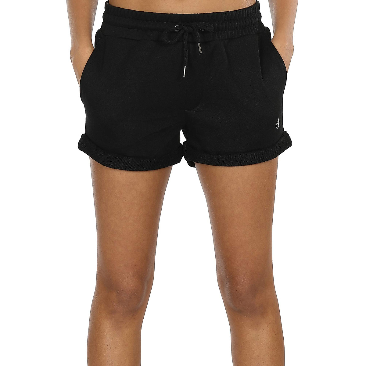 icyzone Workout Lounge Shorts for Women - Athletic Running Jogging Cotton Sweat Shorts(Pack of 2)(M,Black/Grey)