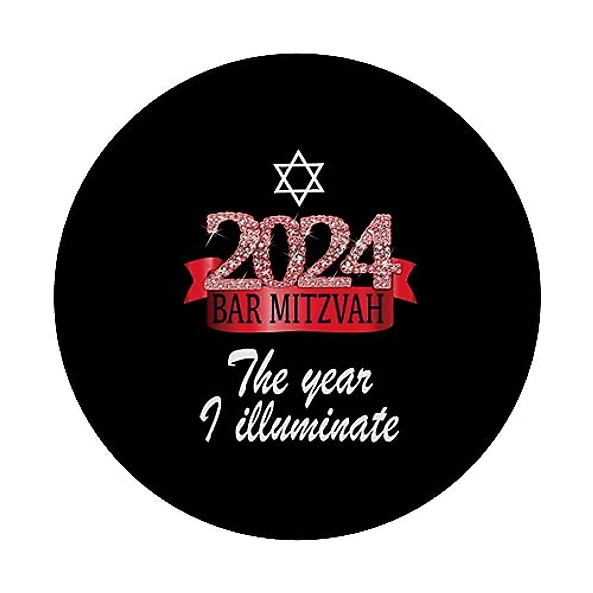 2024 Bar Mitzvah Quote Festive Black Red Decor PopSockets Standard PopGrip