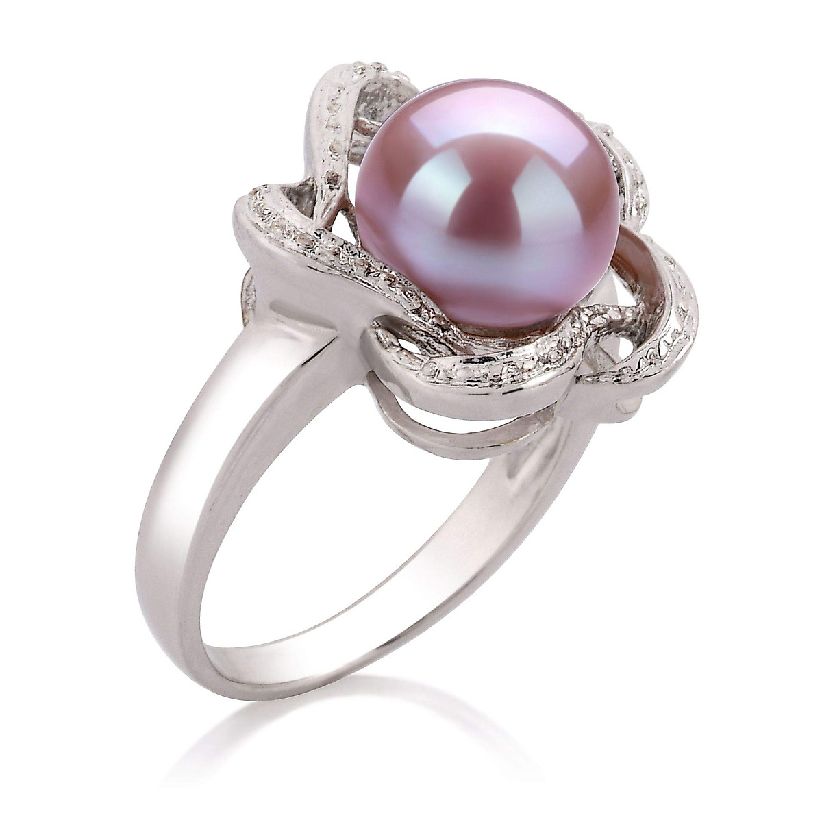 Fiona Lavender 9-10mm AA Quality Freshwater 925 Sterling Silver Cultured Pearl Ring For Women - Size-7