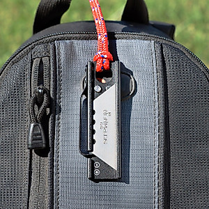 Twin Trak Dual Chamber Utility Knife (Right | Left Hand Users) Backup Blade Holder for Keychain or Carabiner Attachment Type II Hard Anodized Aluminum Body and Nickle Plated Spring Steel Lever Black