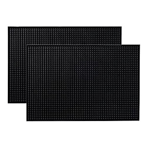 BARsics 18"x12" PVC Bar Service Mat for Cocktail Bartender (Black 2-Pack)