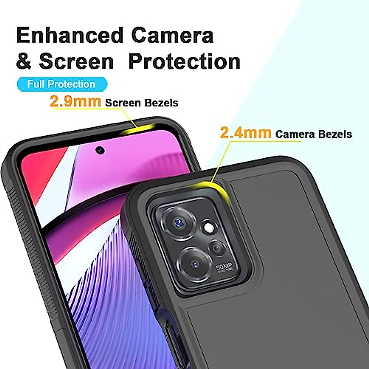 LEXNEC Designed for Moto G Power 2023 & Moto G 5G 2023 Case,Heavy-Duty Tough Rugged Lightweight Slim Shockproof Protective Men Women Phone Case Cover for Motorola G Power 2023 5G (6.5",2023)[Black]