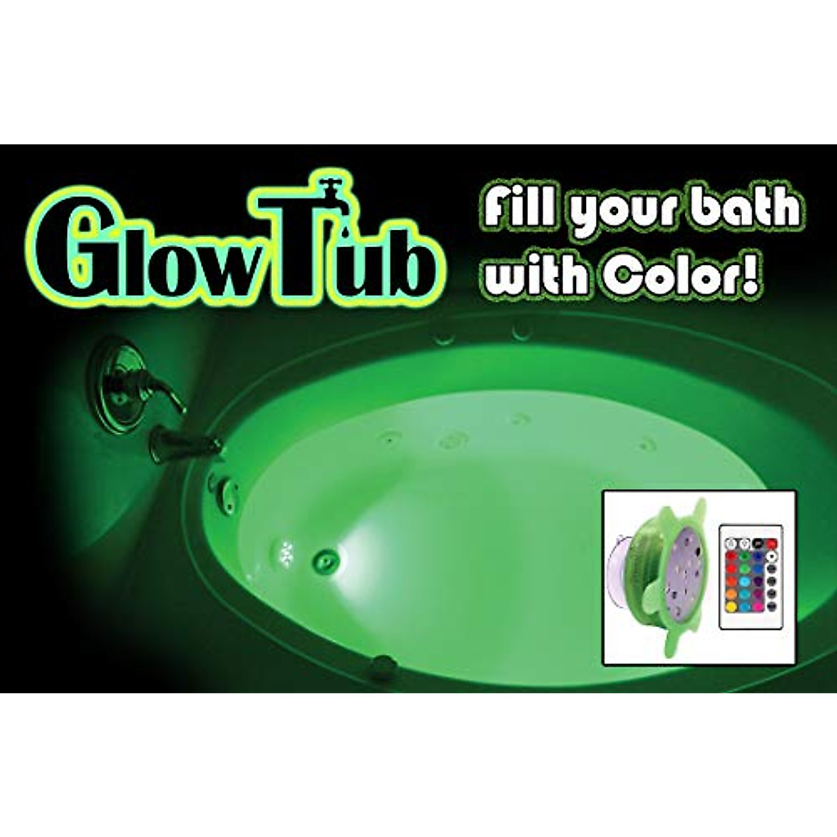 GlowTub Underwater Remote Controlled LED Color Changing Light for Bathtub or spa - Battery Operated