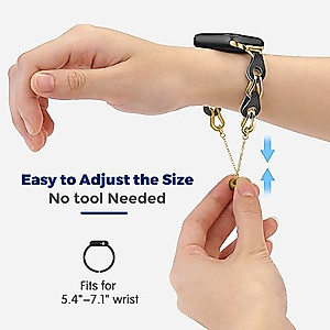 RECONMO Hollow Bracelet for Apple Watch Band 38mm 40mm 41mm, Fashion Stainless Steel with Leather Strap for iWatch Bands Series 8 7 6 SE 5 4 3 2, Light Sport Apple Watch Bands 40mm Women Gold Black