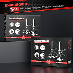 Juprodis 2 Pack Labor Saving Arm Jack, 220 LB Heavy Duty Furniture Lifter, 6.5 Inch Adjustable Height Drywall Lift, Utility Cabinet Jacks for Installing Cabinets, Doors, DYI Home Improvement, Black