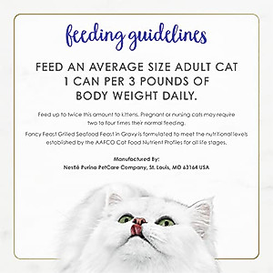 Purina Fancy Feast Grilled Wet Cat Food Seafood Feast in Wet Cat Food Gravy - (Pack of 24) 3 oz. Cans