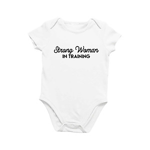 Printique Organic GOTS Certified Baby Onesie Unisex Bodysuit 0-18 months - Strong Woman In Training | Feminist Mom (Strong Woman In Training, 3-6 Months)