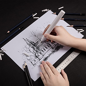 Amazon Basics Electric Eraser, With 90 Eraser Refills, Battery Operated Eraser, Ideal for Sketching, Drawing, Drafting, Architectural Plans, White