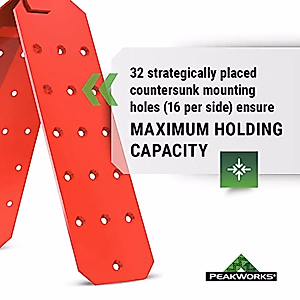 PeakWorks Roof Anchor Bracket, Fall Arrest System, Tool Connects to Wood Surfaces with Roofing Harness Safety Kit, ANSI OSHA Compliant, Durable Steel Adjustable Connector, Red, V8229100