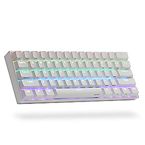 Anne PRO 2D, 60% Wired/Wireless Mechanical Keyboard (Gateron Brown Switch/White Case) - Full Keys Programmable - True RGB Backlit - Tap Arrow Keys - Double Shot PBT Keycaps - NKRO - 1900mAh Battery