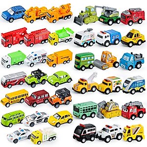 JOYIN 38 Piece Pull Back City Cars, Die Cast Metal Toy Cars, Vehicle Set for Toddlers, Kids Play Cars, Cars for Girls and Boys, Child Party Favors, Kids Best Gifts