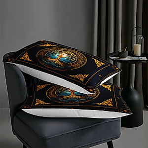 AILONEN Tree of Life Comforter Set Queen Size, Retro Golden Pattern Moon Tree Bedding Set for Room Decor,Soft Bohemian Sparkling Tree Duvet Set,1 Quilt and 2 Pillowcases,3-Piece