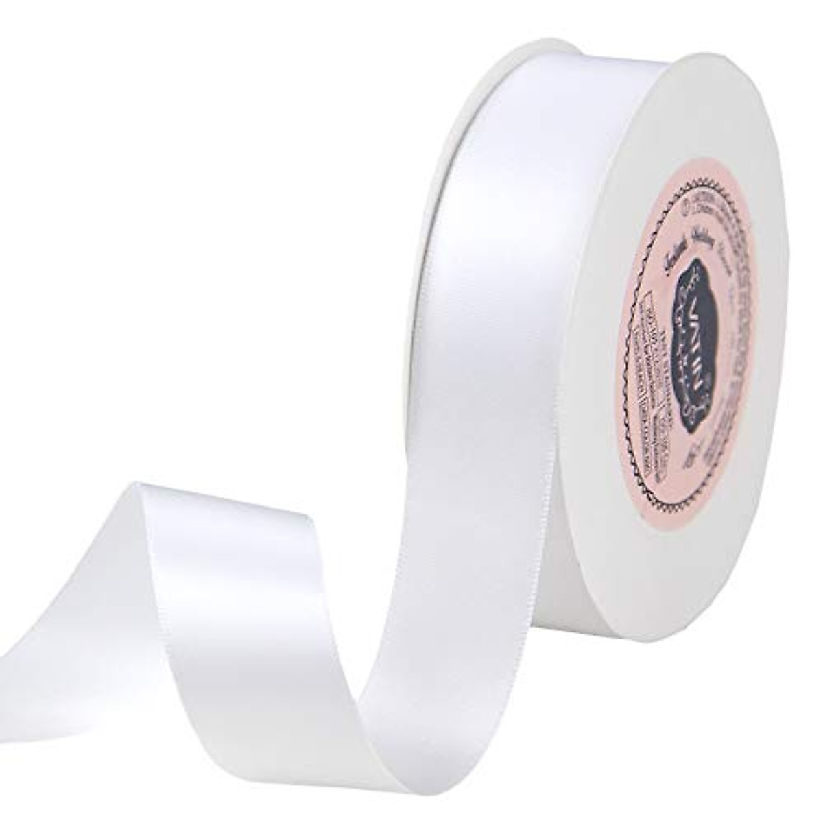 VATIN 1 inch Double Faced Polyester Satin Ribbon White - 25 Yard Spool, Perfect for Wedding, Wreath, Baby Shower,Packing and Other Projects.
