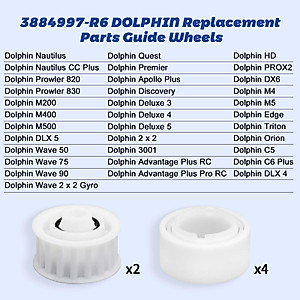 3884997-R6 Guide Wheels with 2 Pully Gears Replacement for Nautilus CC Plus M200，M400，M500 & Dx3，Dx4，Dx6 Premier Pool Cleaner Accessories （6 Pack）